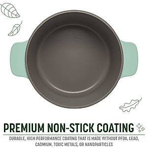 Goodful All-In-One Pot, Multilayer Nonstick, High Performance Cast Dutch Oven With Matching Lid, Roasting Rack And Turner, Made Without PFOA, Dishwasher Safe Cookware, 4.7-Quart, Sage Green