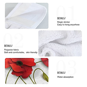 Spring Red Poppy Kitchen Hanging Towel 12 x 17 Inch Rose Blossom Floral Flowers Hand Tie Towels Set 2 Pcs Tea Bar Dish Cloths Dry Towel Soft Absorbent Durable for Bathroom Laundry Room Decor