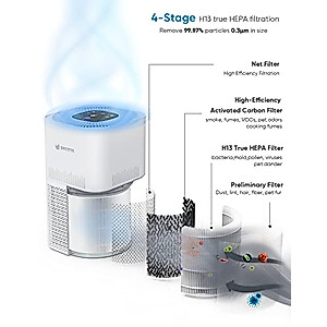 HEPA Air Purifiers for Home Large Room, CADR 300+ m³/h 1290sqft, with Extra H13 True HEPA Air Filter for Allergies Pets Dander