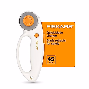 Fiskars 45mm Quick Change Rotary Cutter for Fabric - Steel Rotary Cutter Blade - Craft Supplies - Crafts, Sewing, and Quilting Projects - White