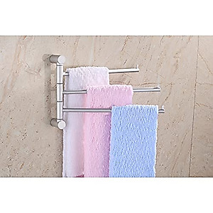 Towel Racks, Towel Rack 360 Degree Rotatitowel Rack Anti-Rust Activity Towel Holder Space Aluminum Towel Rack Wall Mounted Towel Rack Bathroom Kitchen Organizer Towel Stack/3 Rail/a