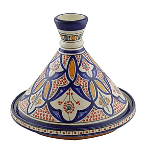 Moroccan Handmade Serving Tagine Exquisite Ceramic With Vivid colors Original 10 Inches in Diameter