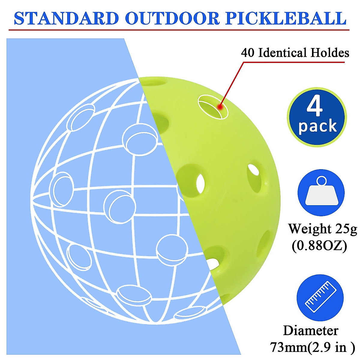 Pickle Ball Replacement Net 22ft x 3ft for Indoor and Outdoor Fits for Most Free-Standing Pickle Ball Frame Come with 4 Outdoor Pickle Balls (Net Only)