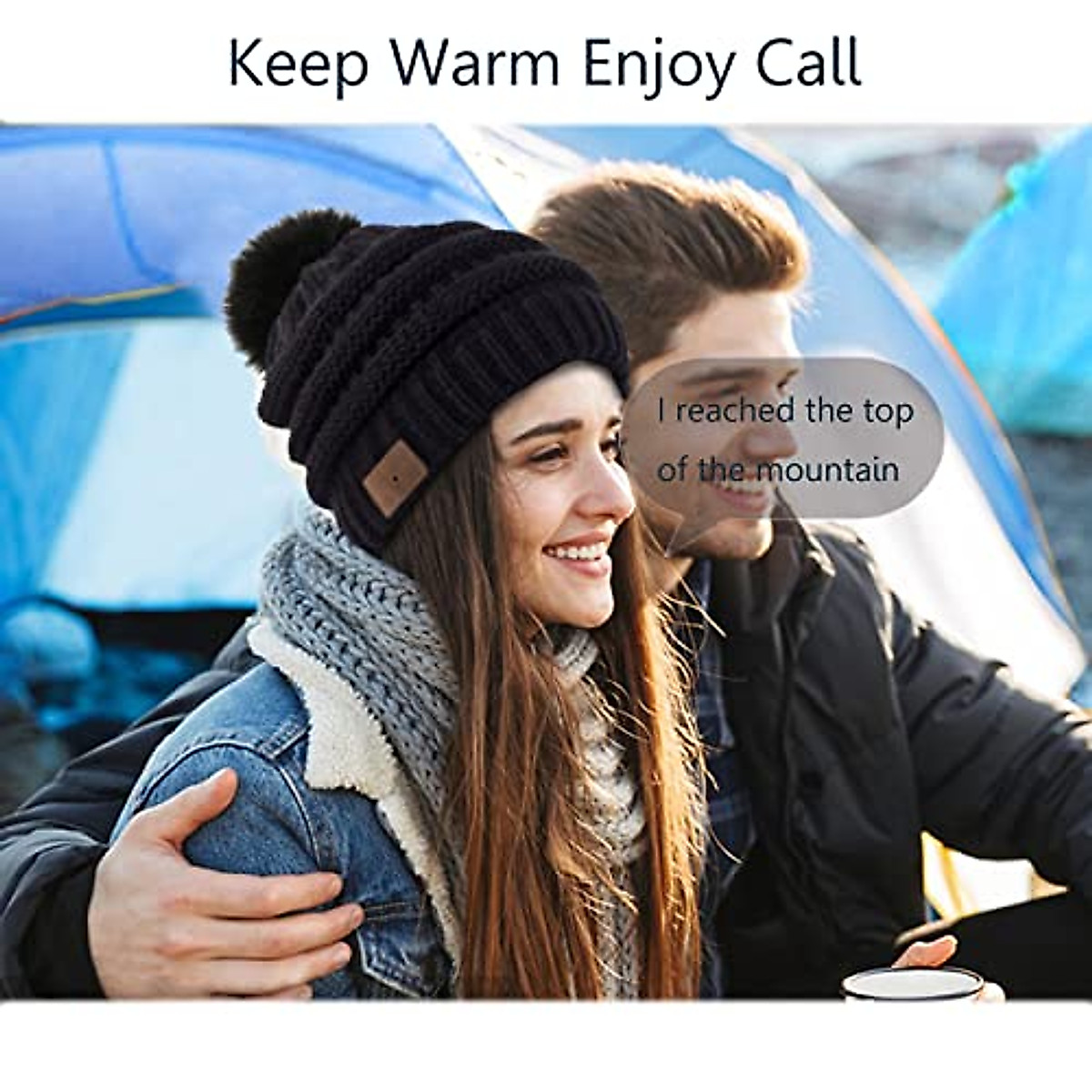 TEASTAR Wireless Music Hat for Women Beanie with Headphones Winter Beanie Hat with Speaker Mic Music Beanie Mens Womens for Teenage Girls Boys Teen Guys Christmas Black