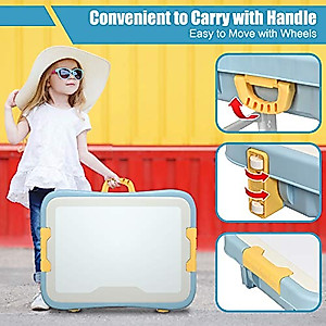 Moccha 6 in 1 Building Block Table Set, Toddler Activity Table w/ 3 Adjustable Height, Build & Learn Table for Boys Girls, Kids Block Play Table with Toy Storage, Toddler Folding Table