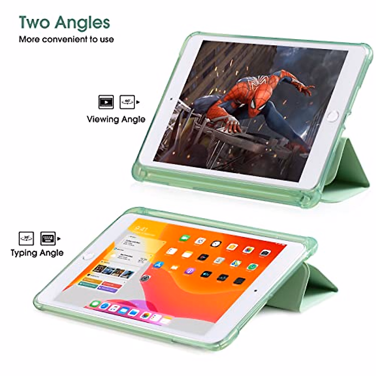 FixCracked case for ipad Mini 4/ipad Mini 5, with Pencil Holder, Ultra-Thin Built-in Silicone TPU Soft Shell Protective Cover, with Smart Wake/Sleep Function (White)