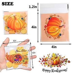 HADDIY Thanksgiving Cookie Treat Bags,240 Pcs Small Cellophane Self Adhesive Fall Pumpkin Candy Goody Bags in Bulk for Autumnt Thanksgiving Party Favor
