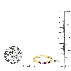 Dazzlingrock Collection Alternate Round Amethyst with White Diamond 5 Stone Wedding Band for Women in 14K Yellow Gold, Size 8