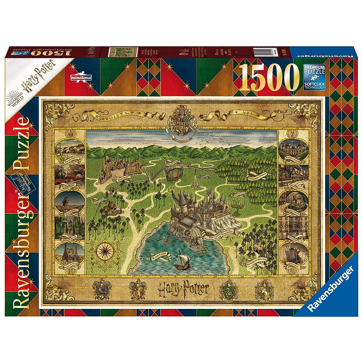 Ravensburger Hogwarts Map - 1500 Piece Jigsaw Puzzle for All Ages | Unique Softclick Technology, Vibrant Imagery | Educational and Fun | Ideal Gift for Harry Potter Fans