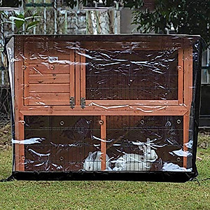 J&C Heavy Duty 420D Double Decker Rabbit Hutch Cover Windproof Waterproof Black Covers for Winter Rectangular Outdoor Bunny Cage Cover for Guinea Pig Cage (No Hutch (48x20x41 in)