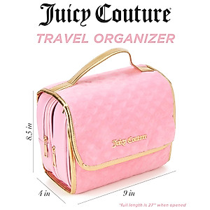 Juicy Couture Women's Toiletries Bag - Travel Makeup and Toiletries Hanging Organizer Set - Makeup Organizer Hanging Case Set, Pink