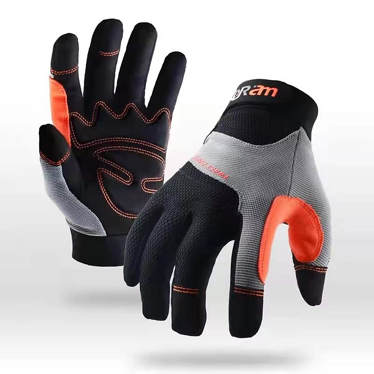 FOUR-AM Work Gloves Men & Women, Utility Mechanic Working Gloves High Dexterity Touch Screen For Multipurpose,Excellent Grip (M)