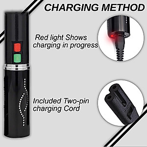 Wholesale (12 Pc) Flashlight Lipstick Stun Gun Women Self Defense Bright Led Flashlight - Rechargeable Battery (Black X12)