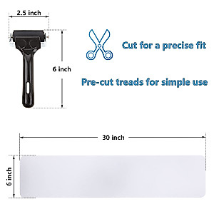 Butizone Stair Treads Non Slip 6" x 30", 15-Pack Pre-Cut Clear Anti Slip Strips for Wooden Steps Indoor, Transparent and Waterproof Grip Tape, Safety for Elderly, Children, and Dogs