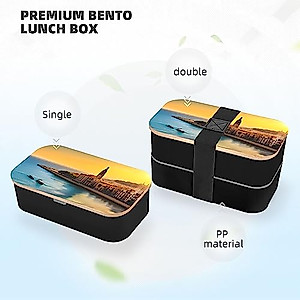 Sunset In Barcelona Adult Lunch Box, Bento Box, With Cutlery Set Of 3, 2 Compartments, Rectangular, Lunch Box For Adults