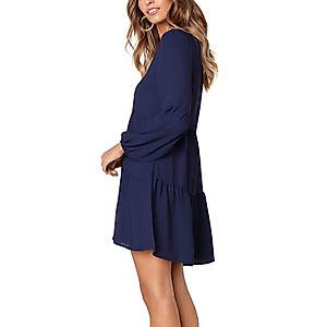 Amoretu Dresses for Women Loose Casual Swing Shift Mini Dress, Spring, Summer, 2025 (Navy, M)