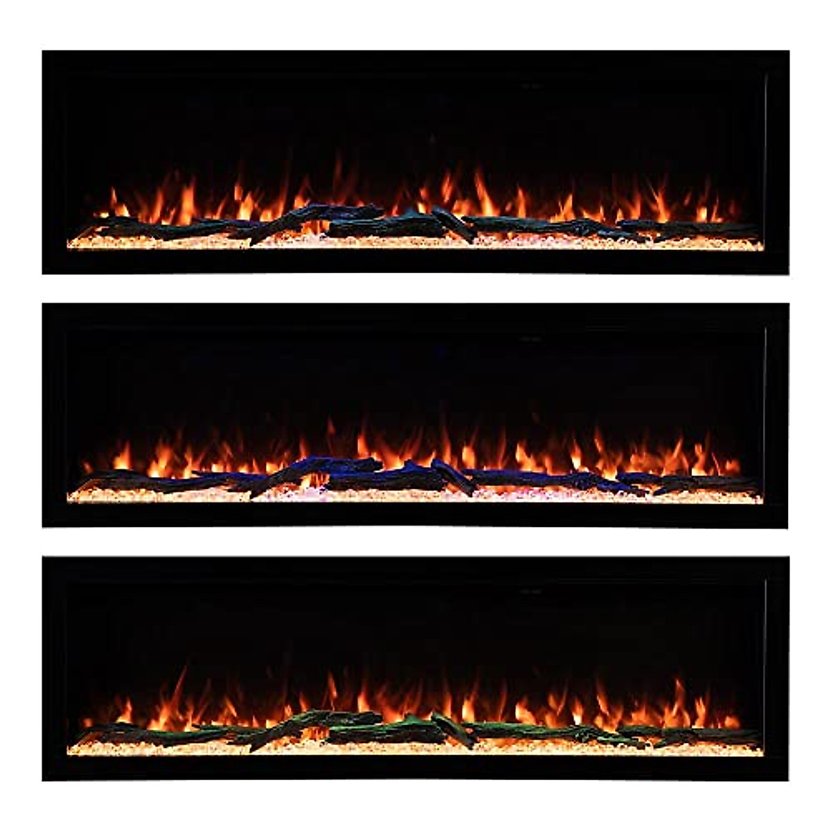 Modern Ember Highmark 72 Inch Smart Linear Electric Fireplace - Premium Flame with 10 Colors, Sleek Hidden Vent Design, Install Recessed in-Wall or Wall-Mount, WiFi and Voice-Enabled