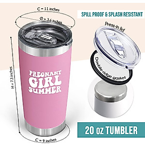 CHICKOR Pregnant Girl Summer Cup - Pregnancy Gifts for Expecting Mom, Mom to Be, First Time Mom - gift for pregnant daughter Women friend wife - 20 Oz Tumbler, Pregnant Mom Gifts, New Mom Gift