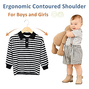 FairyHaus Kids Hangers 20 Pack 12.8 Inch, Natural Wooden Baby Hangers for Closet, Anti-Rust 360° Swivel Hook, Notches & Smooth Finish, Durable and Strong Childrens Hangers for Clothes