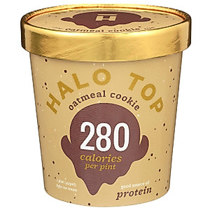 Halo Top Oatmeal Cookie Light Ice Cream, 16 Fluid Ounce -- 8 per case.