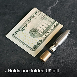 Aerocrafted Fairing Keychain Stash - Titanium Everyday Carry for Cash or Medication Container for Travel, Made in the USA (Titanium/Bronze, Small)