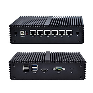 Qotom Qotom-Q555G6-S05 Computer with Core i5 7200U Processor and 6 Gigabit NICs AES-NI Fanless Mini PC (4G DDR4 RAM + 32G MSATA SSD)