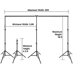 EMART Photo Video Studio 20 ft Wide 10 ft Tall Adjustable Heavy Duty Photography Backdrop Stand, Background Support System Kit with 3 Stands, 8 Spring Clamps, 1 Carrying Bag