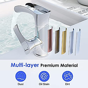 Bathroom Faucet, WaterSong Waterfall Bathroom Sink Faucet, 360° Rotatable Head, Single Handle Bathroom Faucet Cold/Hot, Faucets for 1 Hole Sink, Bath RV Vanity Sink Faucet, 100% Lead-Free