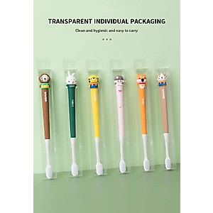 6 Packs Children's toothbrushes Super Soft Cute Animal Children's toothbrushes, Animal Companion Brushing, Boys and Girls Toddler toothbrushes - Suitable for Ages 6 and up