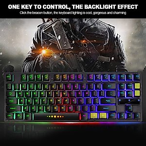 Vbestlife GK10 Wired Gaming Keyboard, 87Key RGB Mechanical Keyboard,led Backlight Keyboard, Ergonomic Computer Supplies, Suitable for laptops and Desktop Computers fosa1mcu1nt3zho139