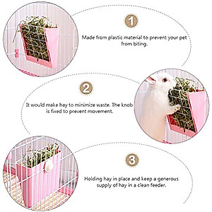 POPETPOP Wood Hay Feeder Rack for Guinea Pig Rabbit Bunny Food Manager Grass Holder for Small Pet Chinchilla Hamster Ferret Pink