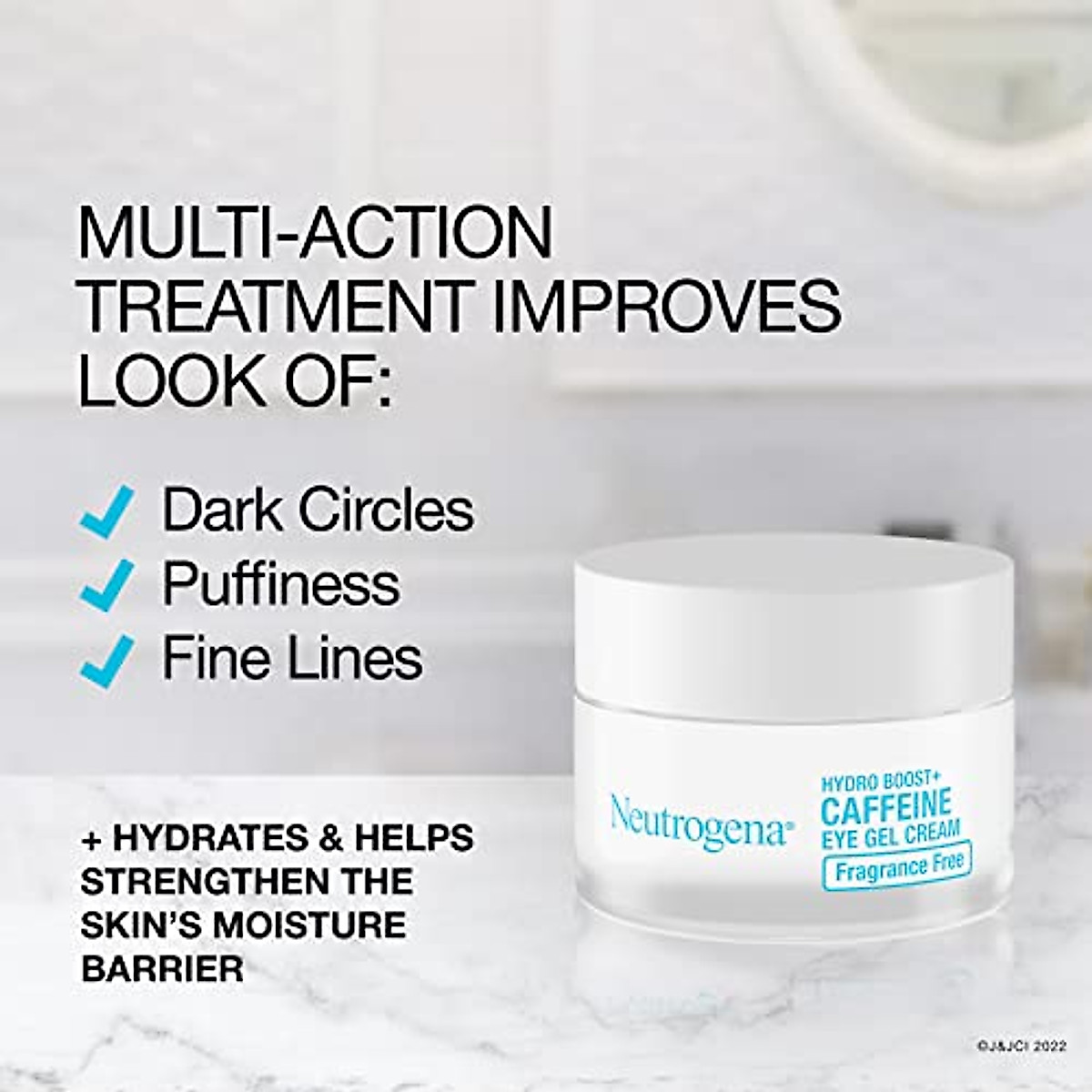 Neutrogena Hydro Boost+ Caffeine Eye Gel Cream, Fragrance-Free Cream with Hyaluronic Acid, Caffeine & Peptide Complex to Reduce the Look of Dark Circles, Fine Lines & Puffiness, 0.5 oz
