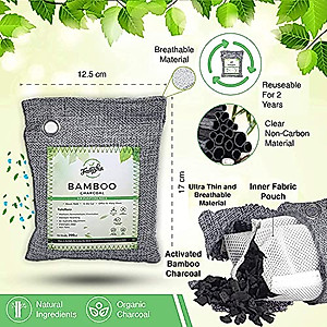 Famsha 200gm Premium MOSO Bamboo Charcoal Air Purifying Bags, Activated Charcoal Bags Odor Absorber, Provides Natural & Fresh Air for your Home, Car & Office