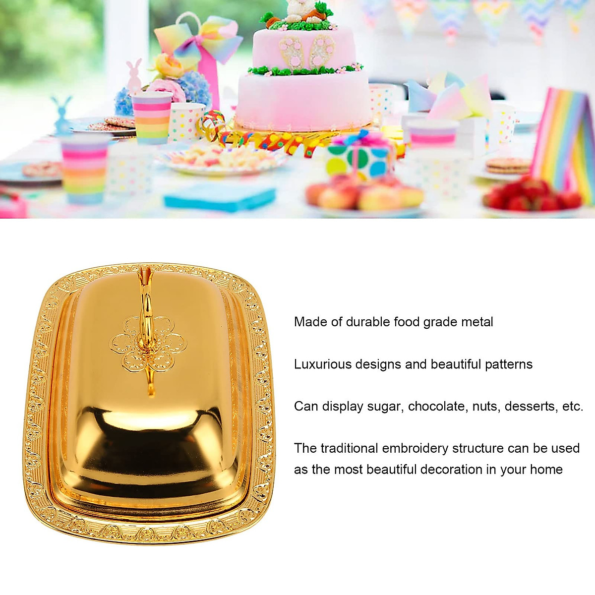 YYQTGG Gold Fruit Tray, European Style Easy To Candy Bowl for Desserts(Gold)