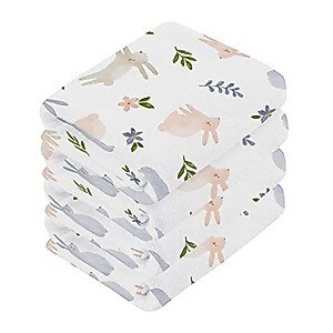 Kigai Easter Bunny Cotton Washcloths 2 Pack, Soft Absorbent Fingertip Towel for Face Body, Machine Washable, 12x12 in