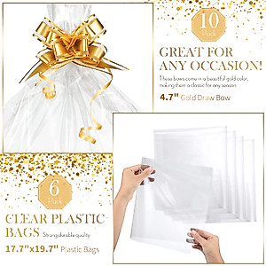 Mimorou,22 Pieces Baskets for Gifts Empty Gift Basket Kit Includes 6 Empty Gift Baskets 6 Clear Gift Bags for Baskets and 10 Gold Pull Bows Gift Packages for Wedding Birthday Thanksgiving Party Gift Wrapping