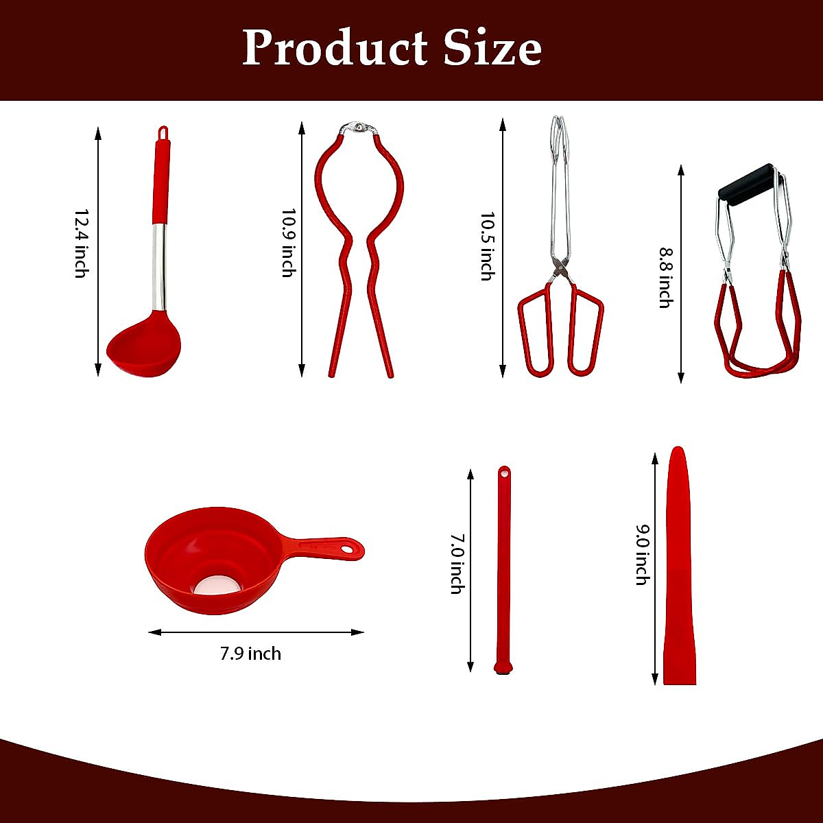 REPALY 8 Pieces Canning Supplies Starter Kit, Canning Tools Set with Rack, Funnel, Spoon, Tongs, Jar Lifter, Lid Lifter, Jar Wrench, Bubble Remover