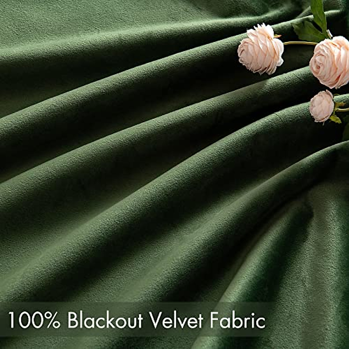 MIULEE 100% Blackout Velvet Curtains 84 Inches Long Olive Green Curtain Drapes for Luxury Bedroom Living Room Darkening Thermal Insulated Grommet Curtains for Light Blocking Set of 2