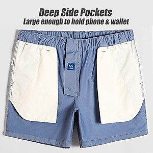 maamgic Men's Classic-fit 5.5" Cotton Casual Shorts Elastic Waistband with Multi-Pocket Daily Wear Walking Summer Outfit Blue 32