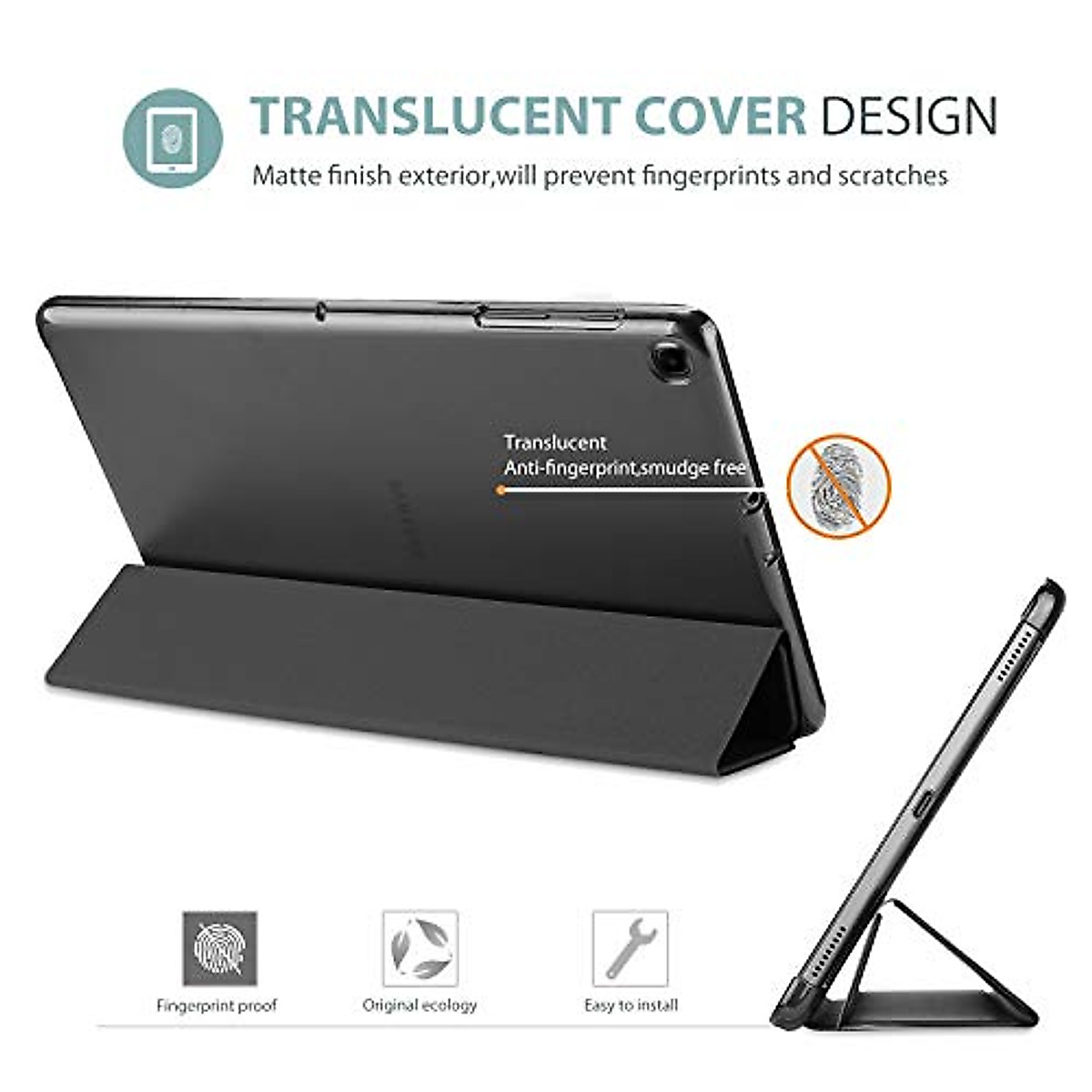 ProCase Smart Case for Galaxy Tab A7 10.4" 2022 2020(SM-T500/T503/T505/T507/T509) with Tempered Glass Screen Protector, Slim Stand Hard Shell Protective Smart Cover for Galaxy Tab A7 10.4 Inch -Black