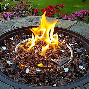 GASPRO 30 LB Fire Glass High Luster, 1/2inch Reflective Tempered Fire Glass in Cosmic Copper for Propane or Natural Gas Fire Pit or Fireplace