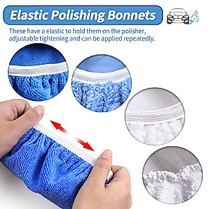 OTUAYAUTO 12PCS 7 Inch to 8 Inch Polishing Bonnets - Microfiber/Woolen/Cotton/Coral Fleece Car Buffing Bonnet for Most Automotive Polishers