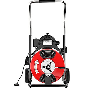 VEVOR Drain Cleaner Machine 100 Ft x 3/8 Inch Auto Feed Drain Cleaning Machine Fits 1 to 4 Inch Pipes, Portable Drain Auger Cleaner with 8 Auger Bits, Electric Drain Auger Plumbing Tool