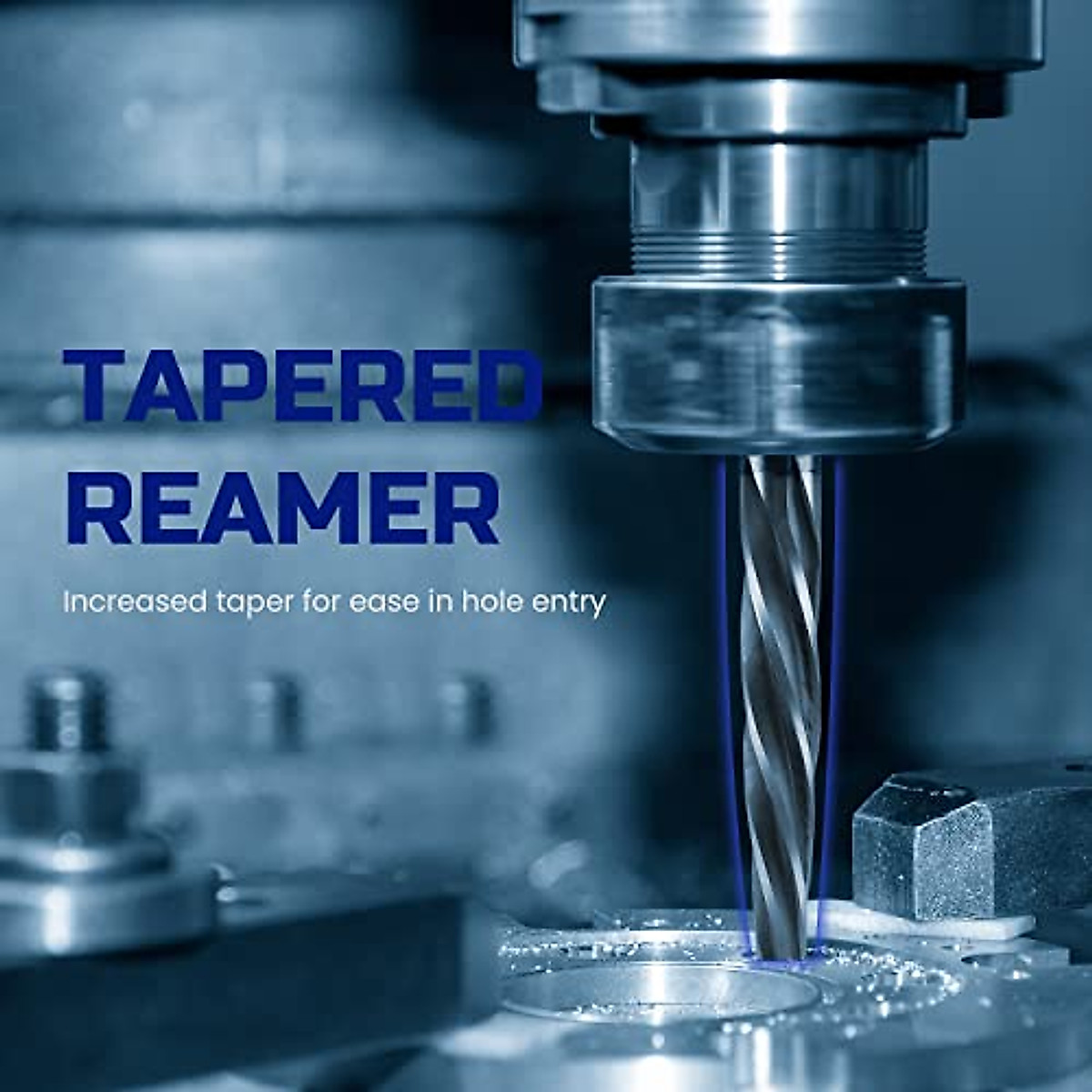 Lichamp 4 Piece Reamers Set for Metal, Taper Reamer Drill Bit for Steel for 3/8 1/2 5/8 3/4 inches Hole M2 HSS Chucking Bridge Steel Reamers