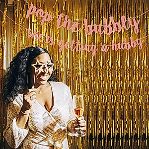 Rose Gold Bachelorette Party Banner, Bride To Be Bridal Shower Decorations Engagement Party Decor Pop The Bubbly Party Decorations Bachelorette Banner for wedding Engagement