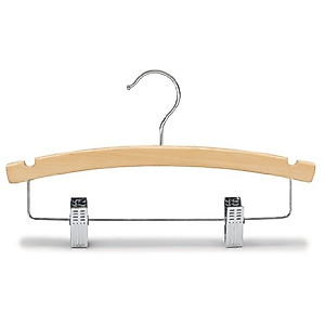 Only Hangers 12" Children's Wooden Hanger w/ Clips [ Bundle of 25 ]