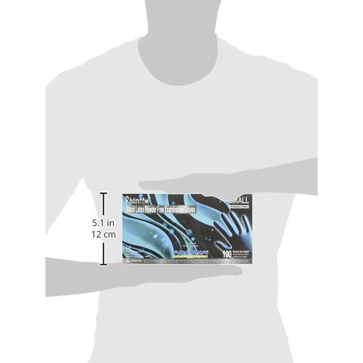 Adenna PHM912 Phantom 6 mil Latex Powder Free Exam Gloves (Black, Small) Box of 100