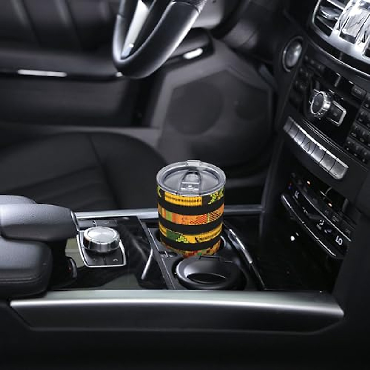 VKKOEWL American Flag African Kente Stainless Steel Insulated Tumbler 20 Oz Travel Water Bottle Coffee Mug Drink Cup With Lid Straw