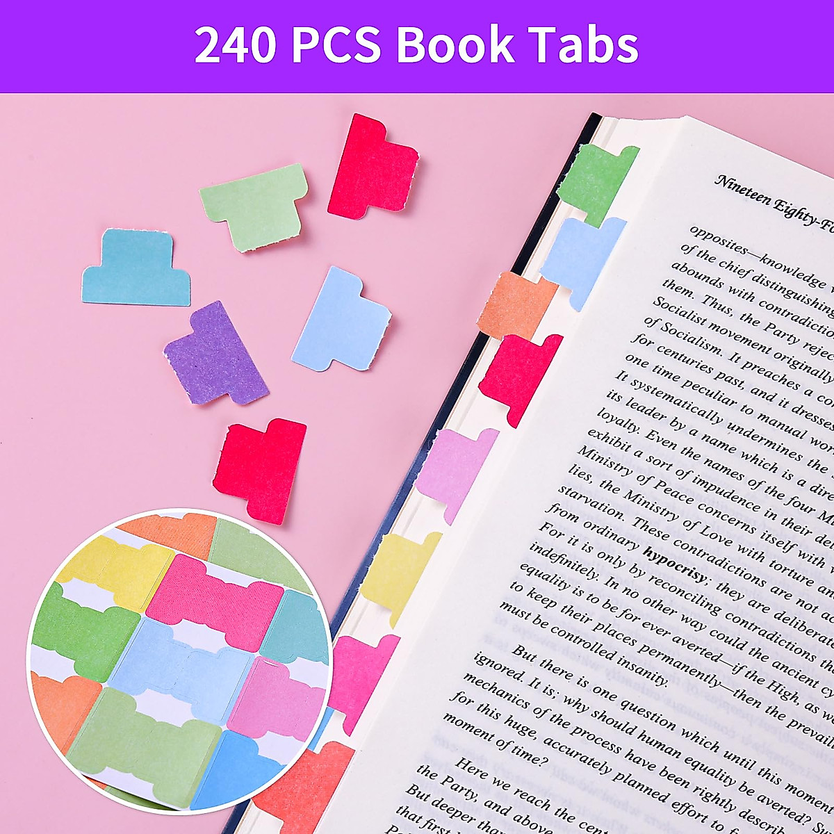 Bewudy Sticky Index Tabs 240PCS Writable Sticky Notes Flags Paper Tabs Page Markers Double Sided Book Tabs Annotation Tabs, for Labeling Classifying Planning, 12 Colours
