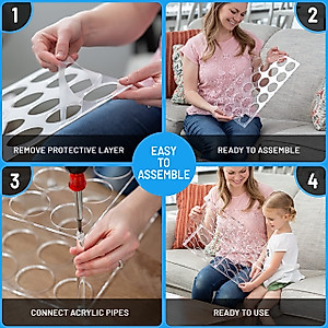 Vinyl Roll Holder with 24 Large Holes - Wide, Sturdy Acrylic Vinyl Storage Organizer - Multifunctional, Easy-to-Assemble Vinyl Roll Storage - Vinyl Organizer Art Rack